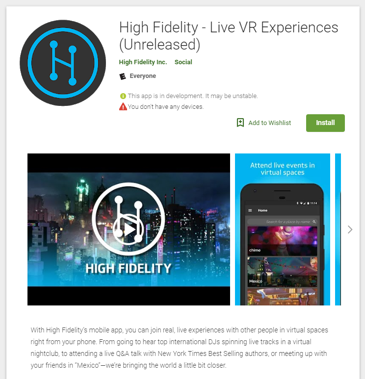 High Fidelity Launches a Mobile App for Android Devices! – Ryan Schultz