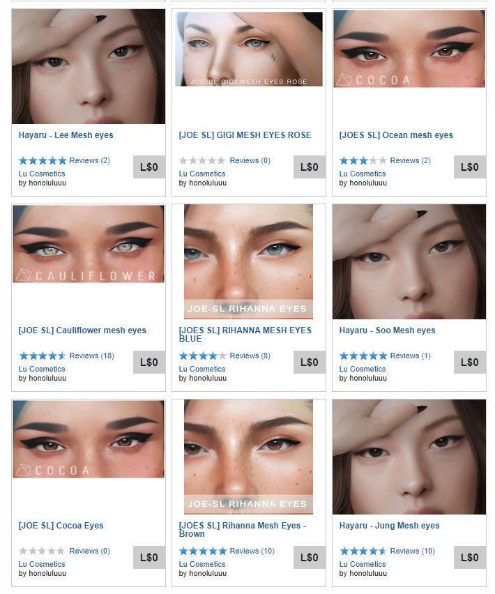 Second Life Steals, Deals, and Freebies: Where to Find Free Mesh Eyes ...