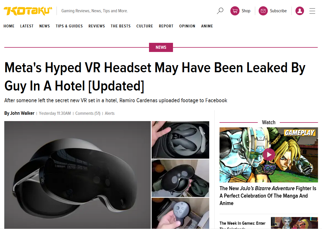 A Forgetful Hotel Guest Leads to a Sneak Peek at the New Meta Quest Pro Virtual Reality Headset ...