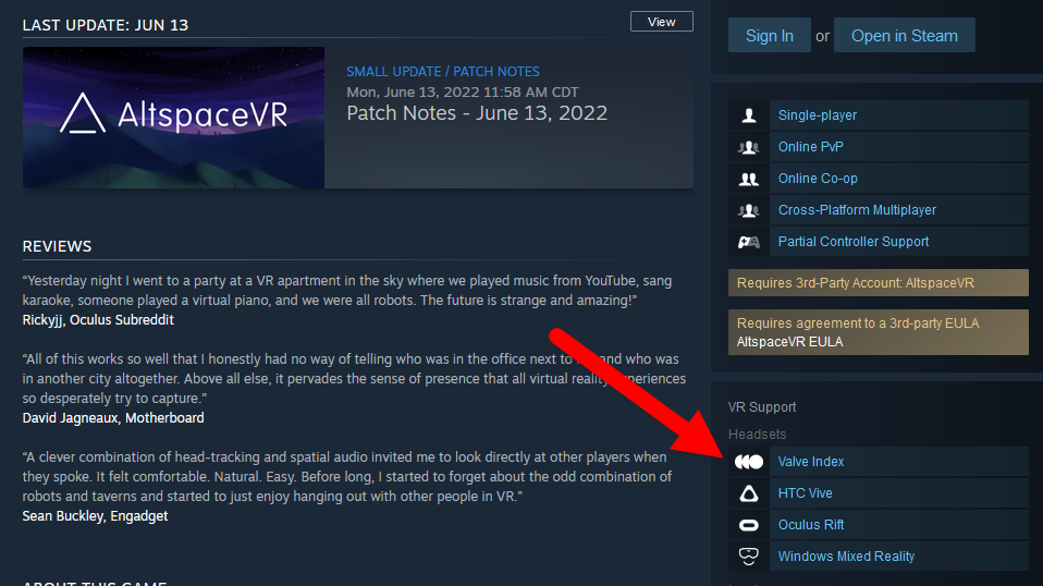 UPDATED: AltspaceVR Support for the Valve Index VR Headset – Ryan Schultz